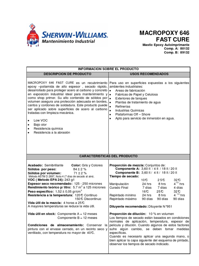 Macropoxy 646 Fast Cure | PDF | Acero | Pintar