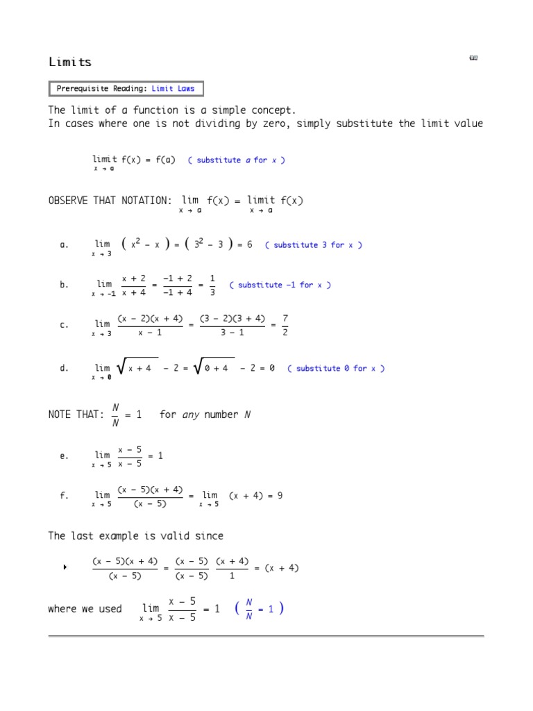 Calculus: Limits | PDF