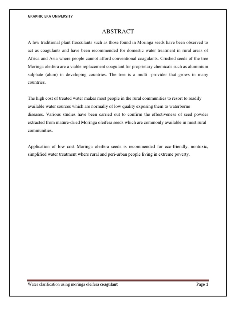 Abstract | Water Purification | Water