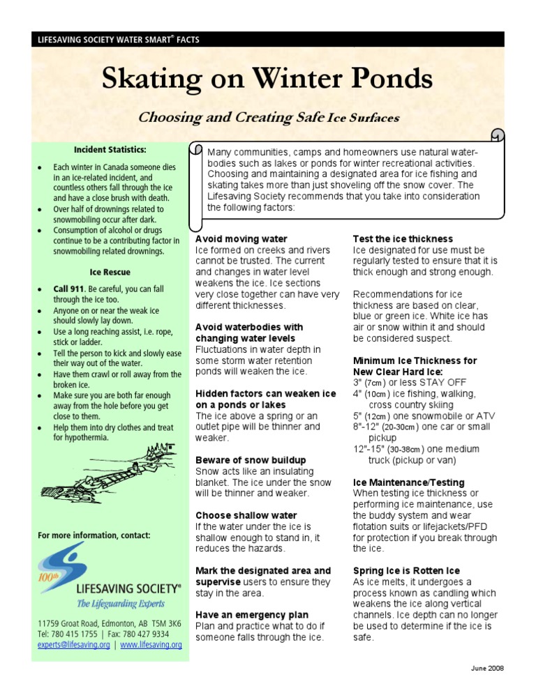 Choosing Safe Ice Surfaces | PDF | Ice | Pond