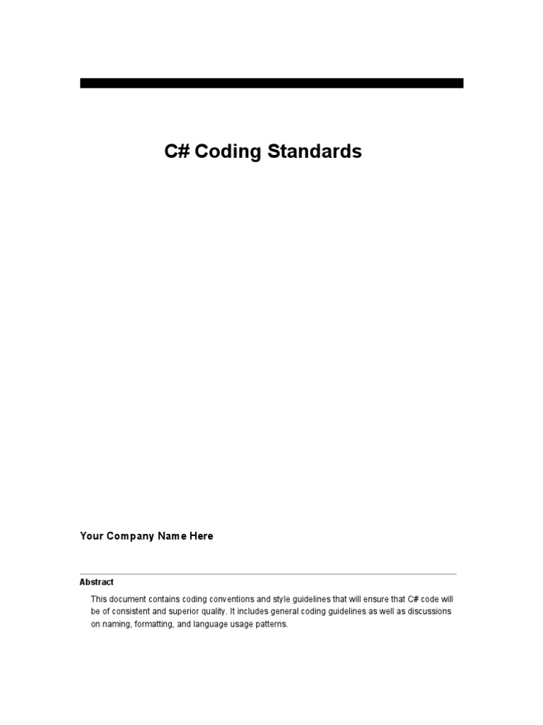 Csharp Coding Standards Pdf Class Computer Programming C Sharp Programming Language