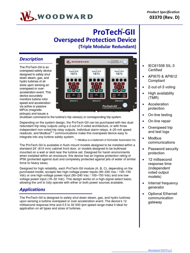 Steam Turbine Overspeed-Protection Woodward Protech-GII | PDF ...