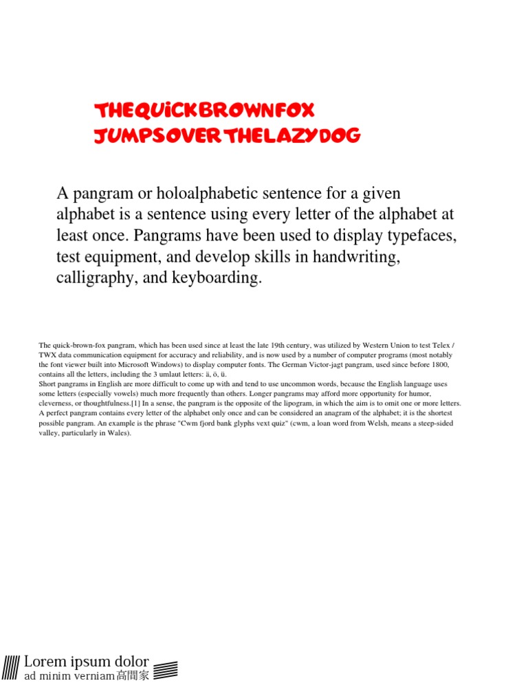 Pangram - TQBFJOTLD | PDF