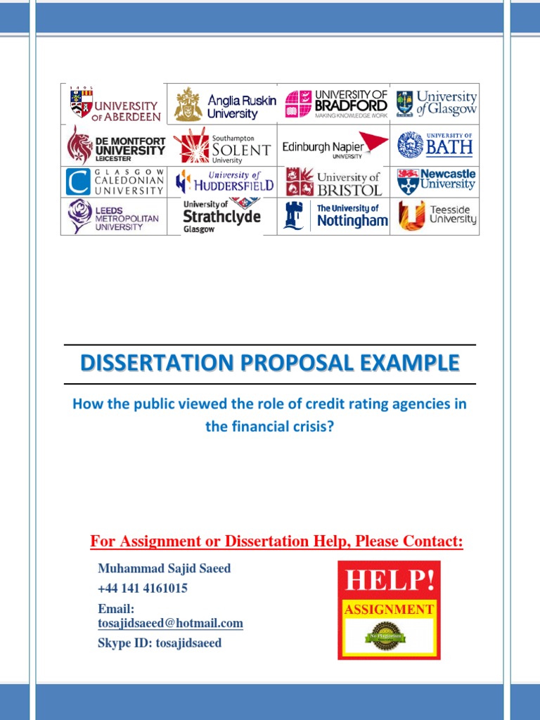 Dissertation Proposal Credit Rating Agencies | PDF | Credit Rating ...