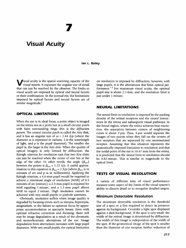 Visual Acuity | PDF | Visual Acuity | Optical Resolution