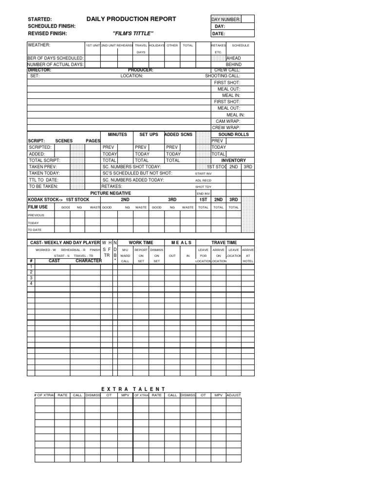 Production Report | PDF | Entertainment | Video