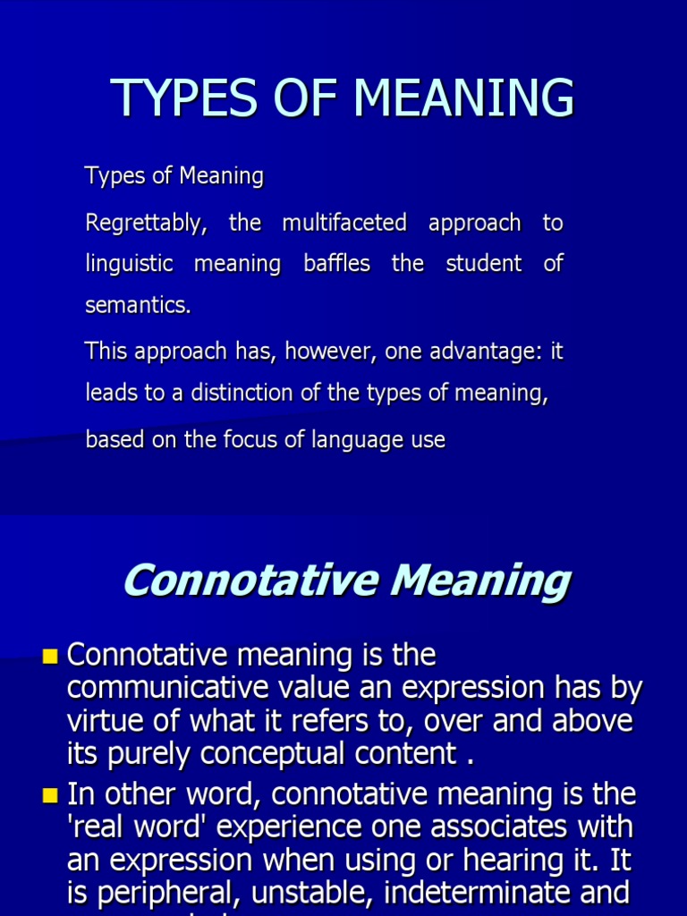 Types of Meaning | PDF | Semantics | Sentence (Linguistics)