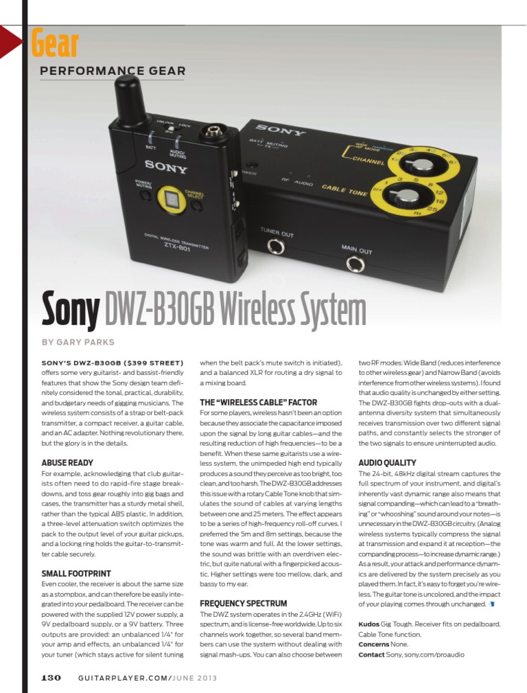 Sony DWZ-B30GB Wireless System | PDF | Electromagnetic Interference | Wireless