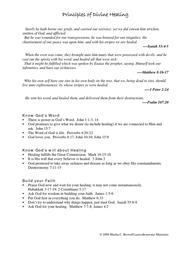 Principles of Divine Healing (Mini Brochure) | PDF | Faith Healing ...