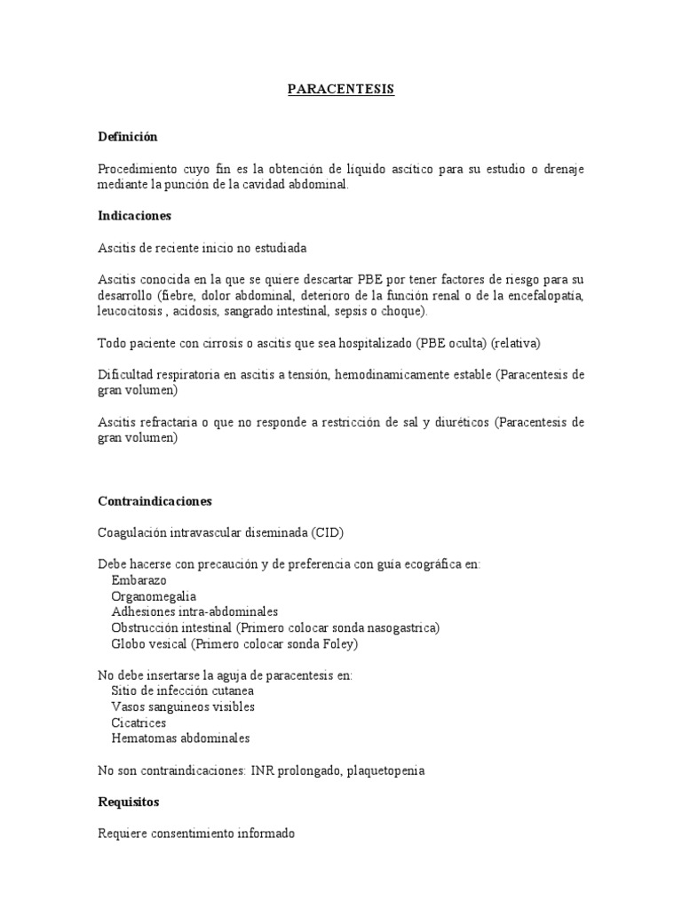 Paracentesis Guia | PDF | Peritoneo | Abdomen