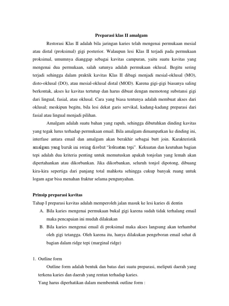 Restorasi Klas II Amalgam | PDF
