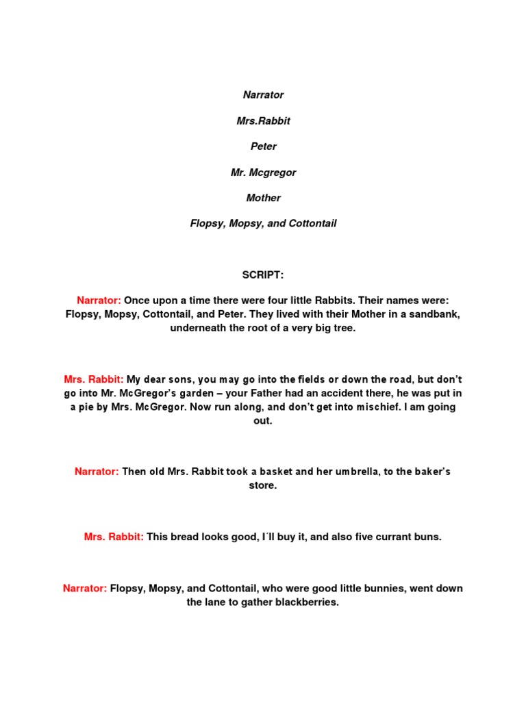 Peter Rabbit's Garden Adventure Script | PDF | Mr. Mc Gregor | Leisure