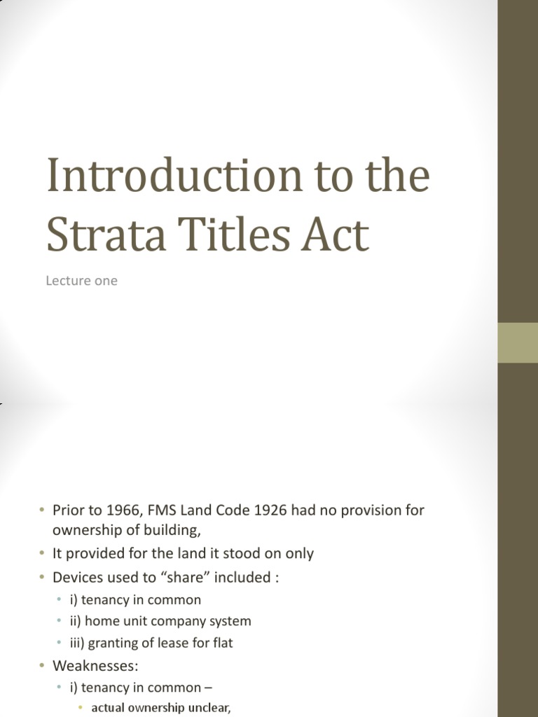 1 Strata | PDF | Lease | Law And Economics