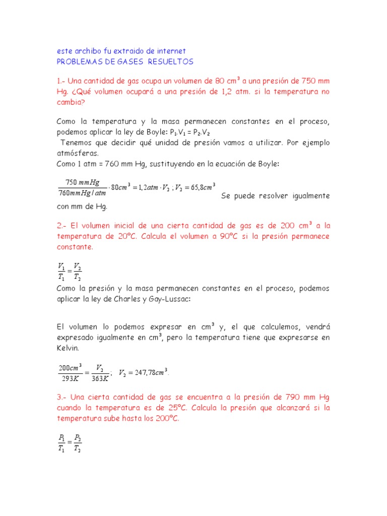Problemas Resueltos de Gases Ideales | PDF | Gases | Mole (Unidad)