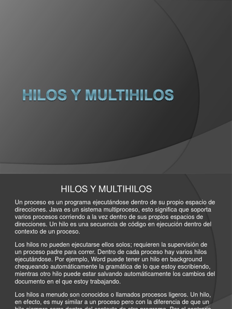 Hilos y Multihilos | PDF | Hilo (Computación) | Proceso (Computación)