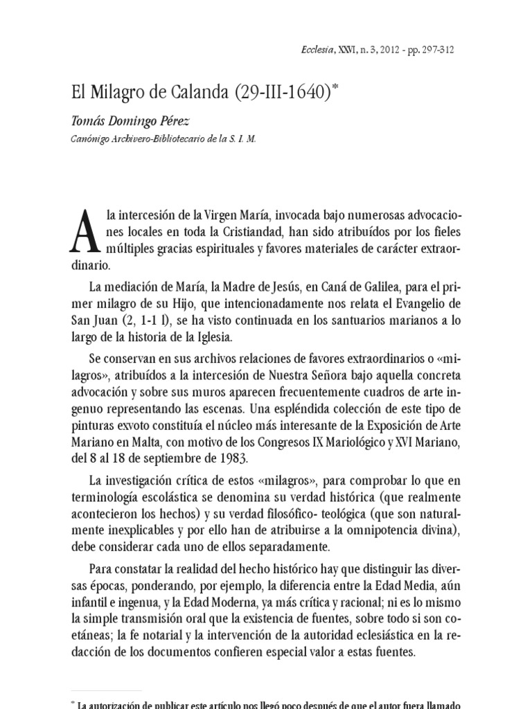 El Milagro de Calanda | PDF | Milagro | María, madre de Jesús