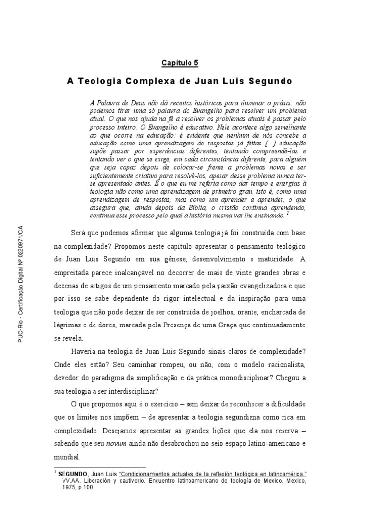 A Teologia Complexa de Juan Luis Segundo | PDF | Liberdade ...