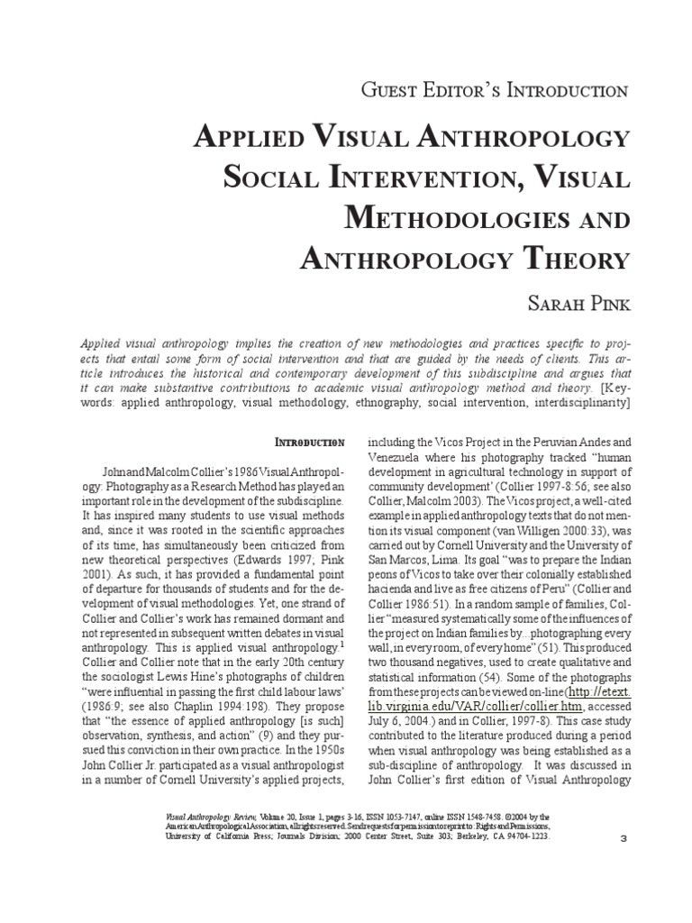 Pink, S. (2004) - Applied Visual Anthropology. Social Intervention, Visual Methodologies and ...