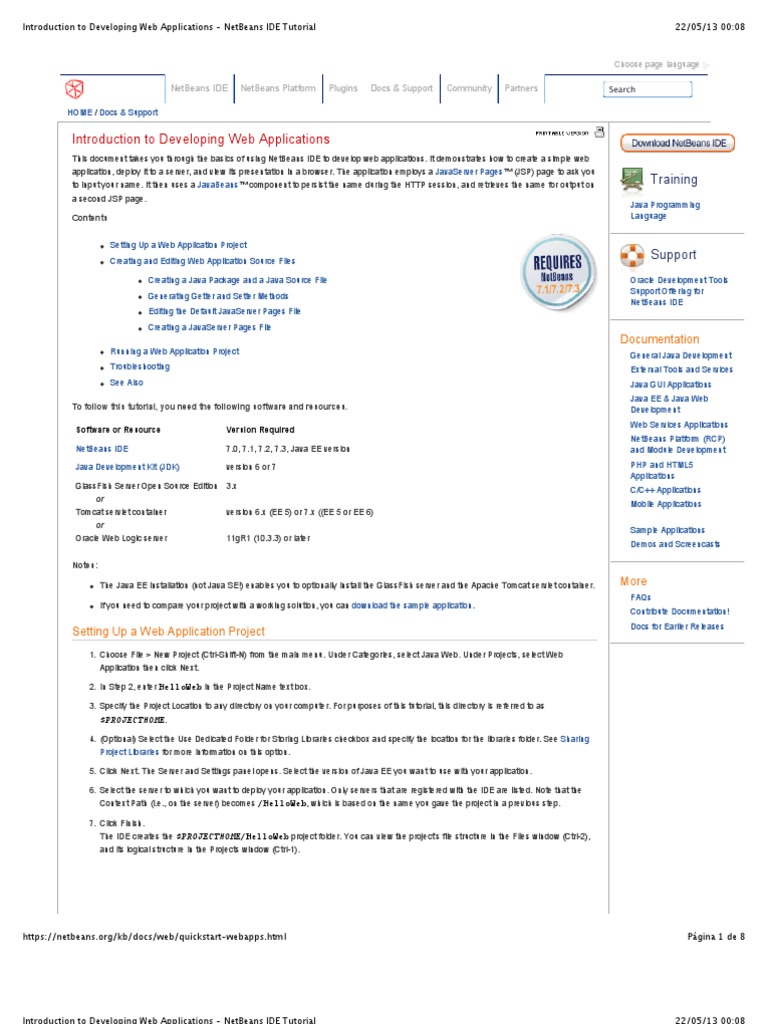 Introduction To Developing Web Applications - NetBeans IDE Tutorial PDF ...