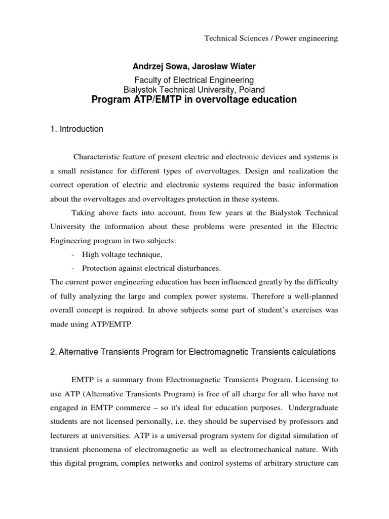 Program ATP EMTP in Overvoltage Education | Download Free PDF ...