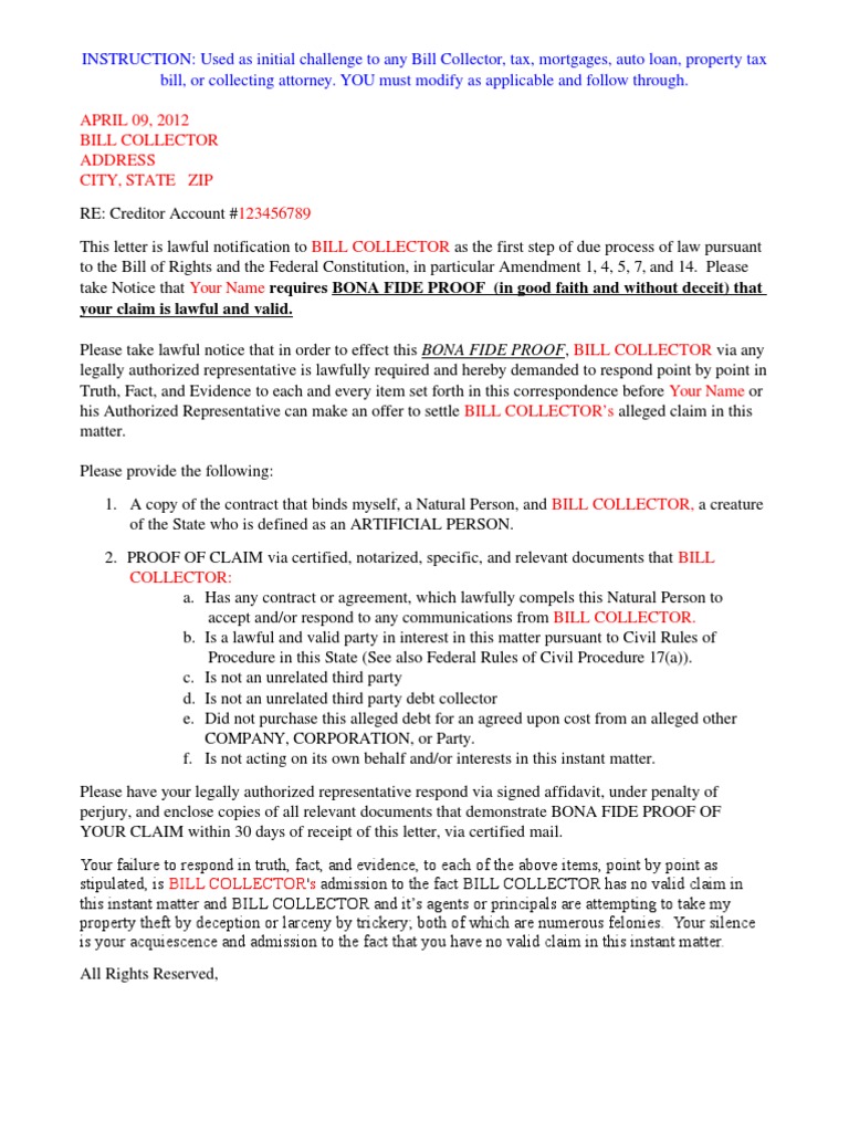 Proof of Claim Collection Letter | PDF | Collection Agency | Evidence (Law)