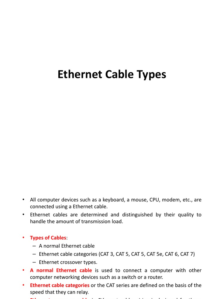Ethernet Cable Types | PDF | Electrical Connector | Ethernet