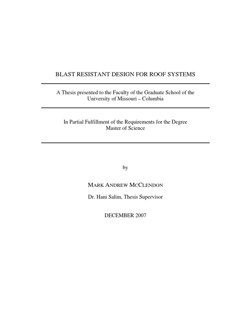 Blast Resistant Design of Roof Systems: Verification of Equivalent ...