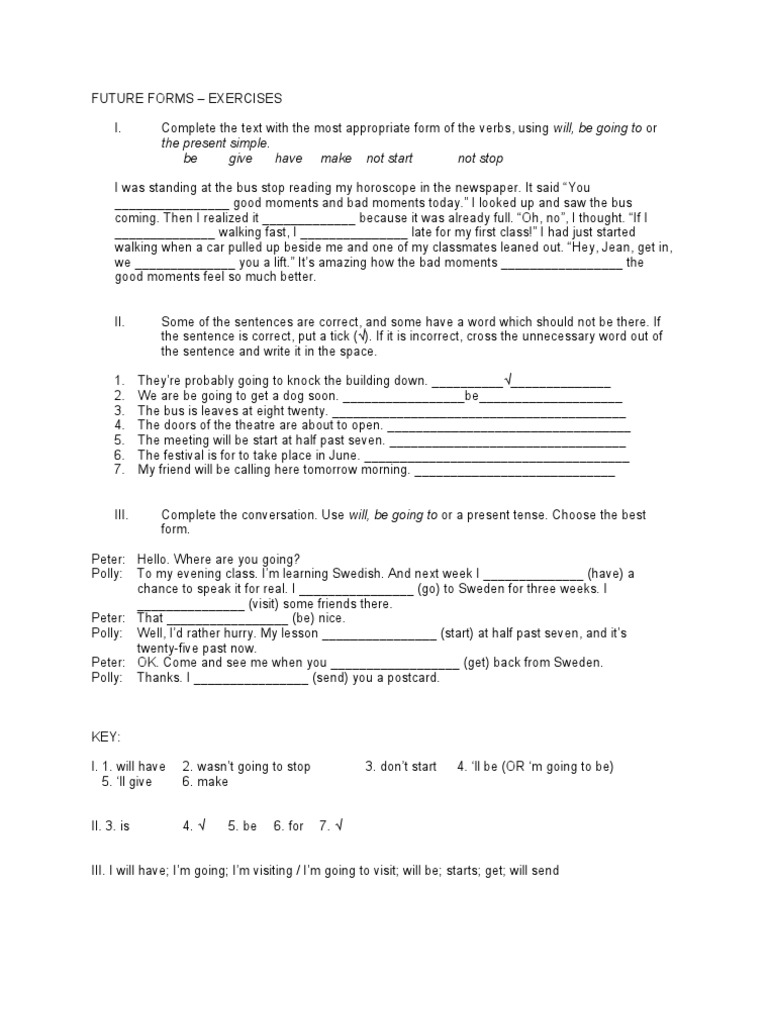 Future Forms Exercises | PDF