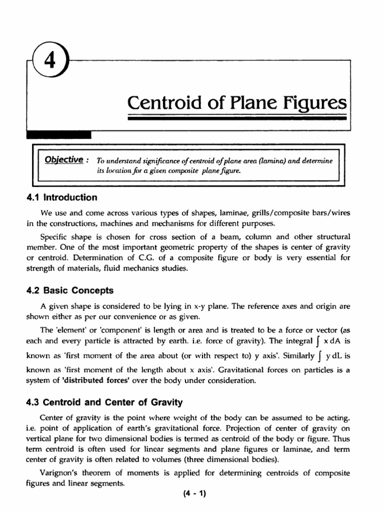 Centroid of Plane Figures | PDF | Center Of Mass | Area