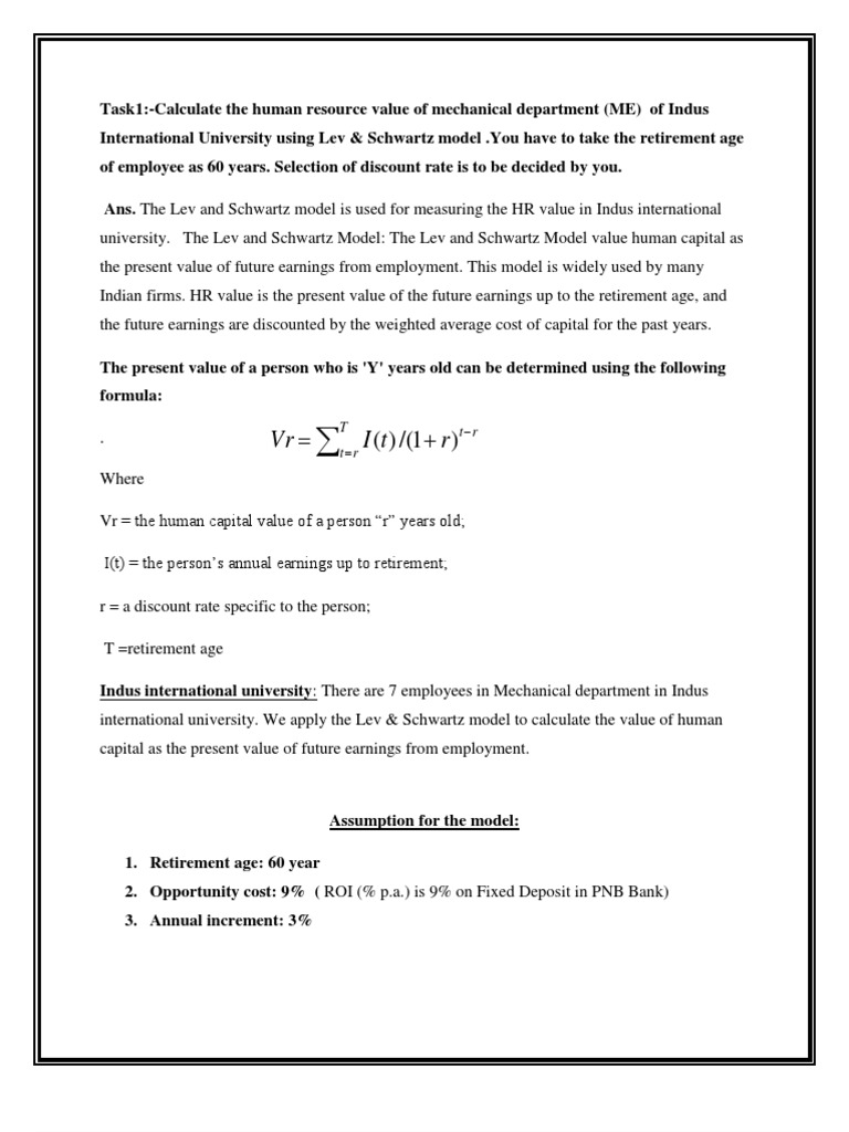 H R Accounting | PDF | Present Value | Human Capital