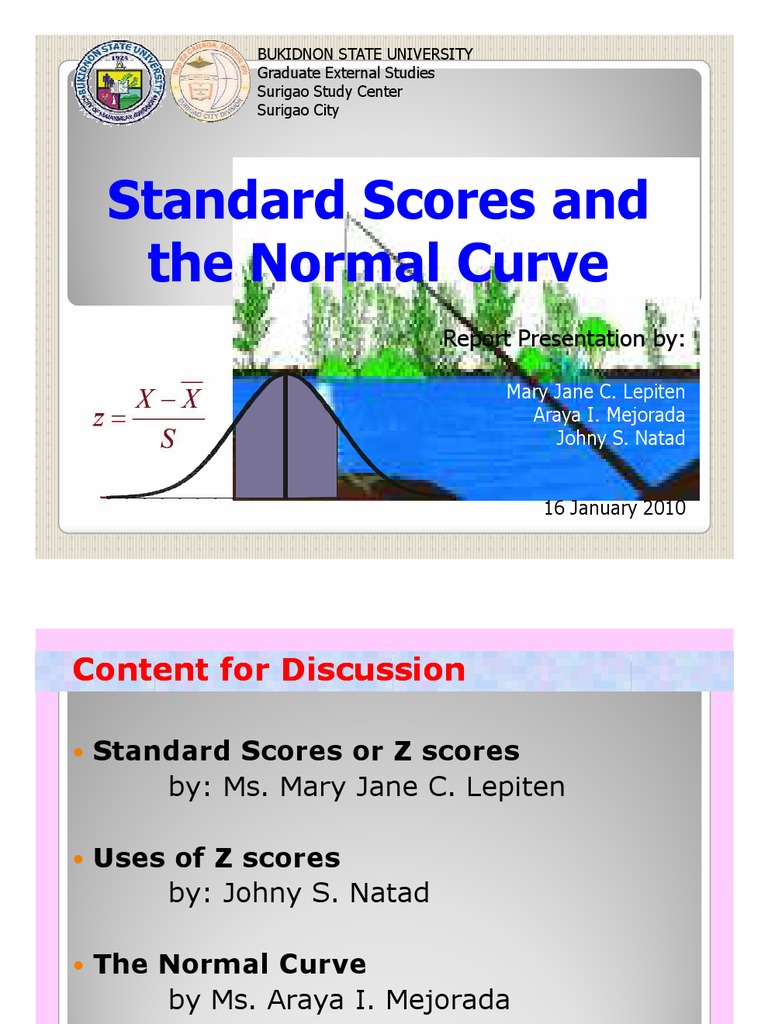 Standard Scores and The Normal Curve: Report Presentation by | PDF ...