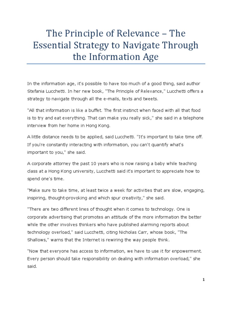 The Principle of Relevance | PDF | Cognitive Science | Epistemology