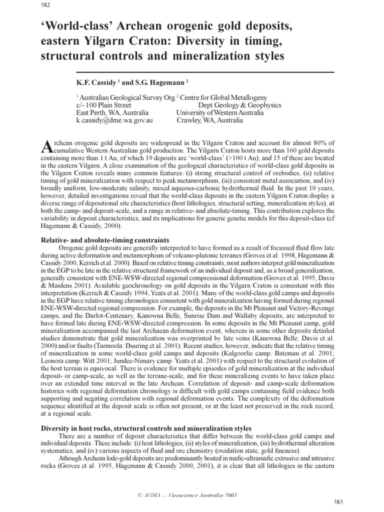 Archean Gold Deposition | PDF | Redox | Geology