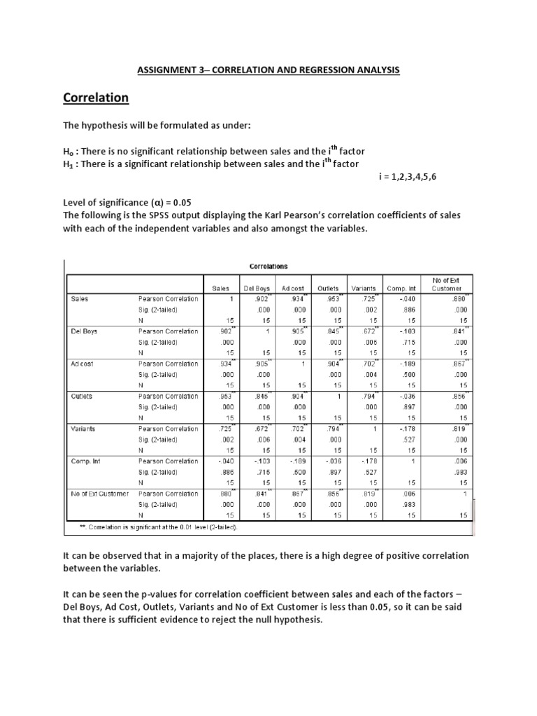 Correlation: Assignment 3 - Correlation and Regression Analysis | PDF | Errors And Residuals ...