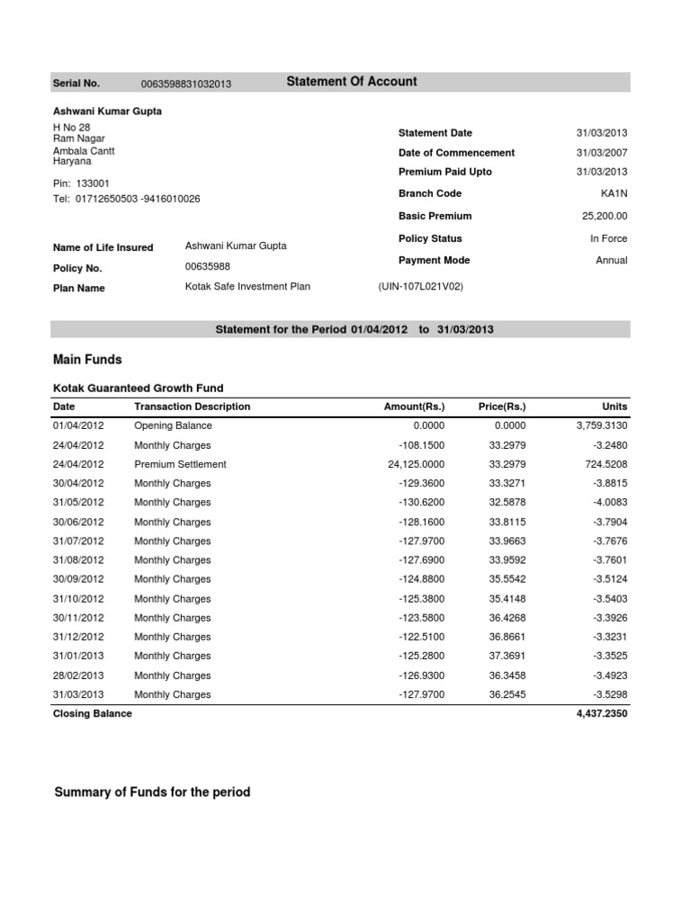 UL Statement | Insurance | Life Insurance