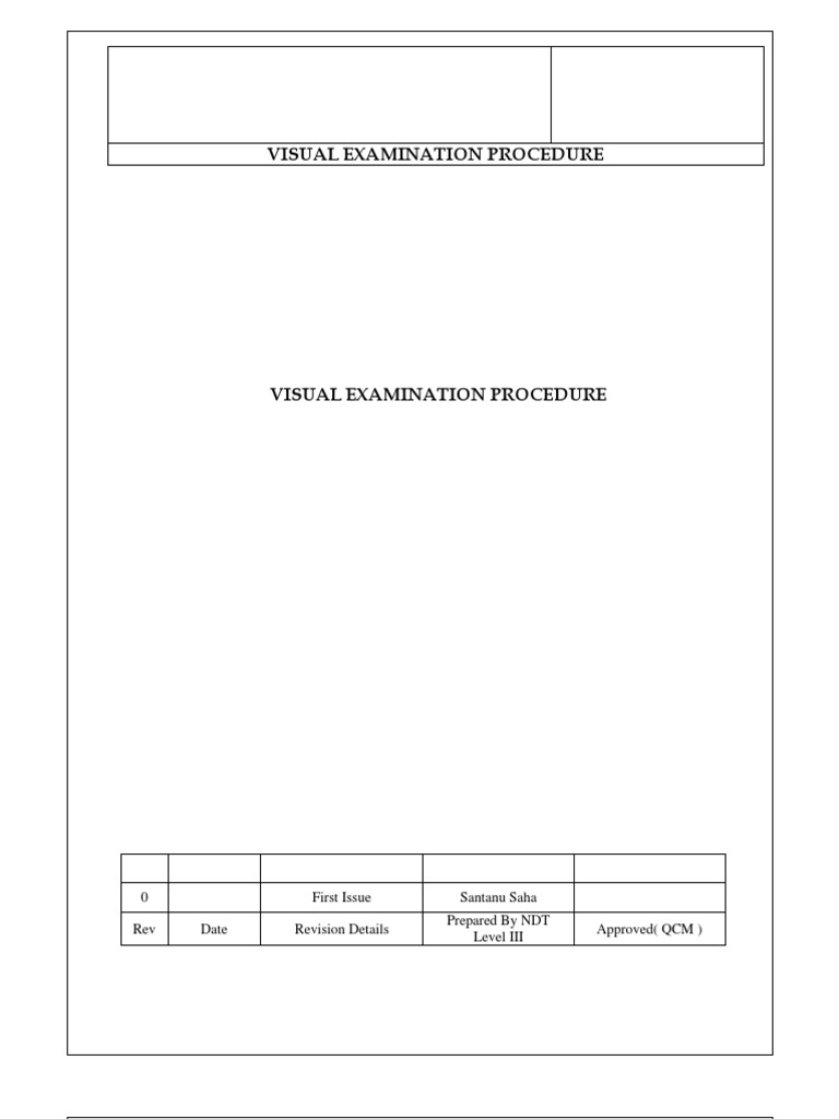 Visual Examination Procedure PDF Welding Construction