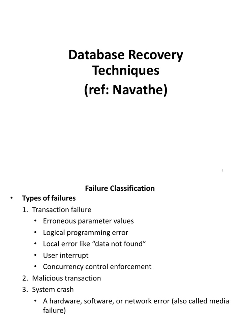 Database Recovery Techniques (Ref: Navathe) | PDF | Database Transaction | Backup