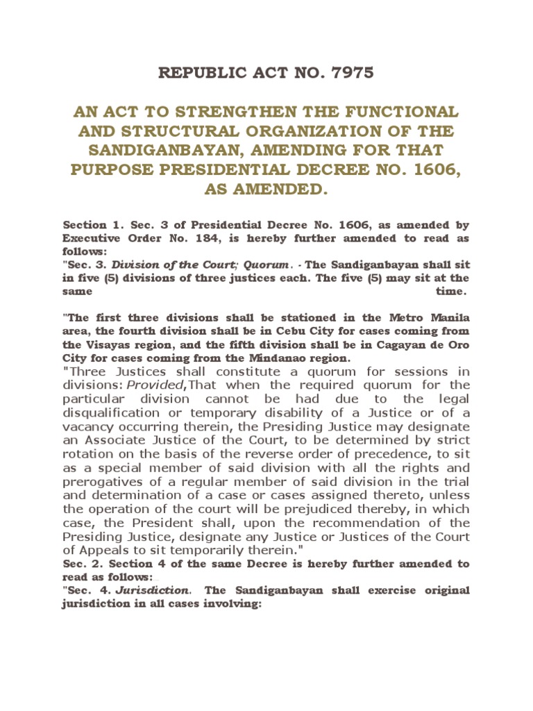 RA 7975 - Strengthening The Functional and Struct Org of The ...