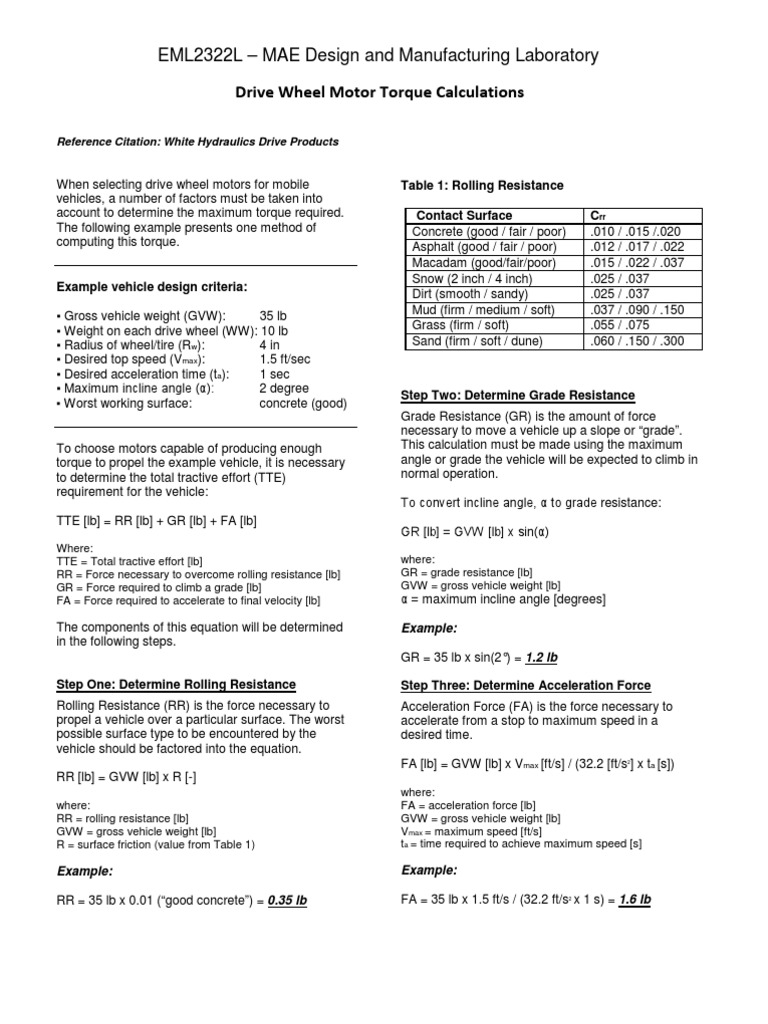 Drive Wheel Torque Calculation Guide | PDF | Torque | Force