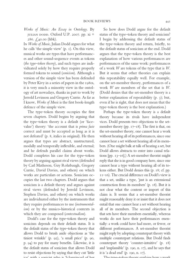 Review of Works of Music Julian Dodd by Ben Caplan | PDF ...