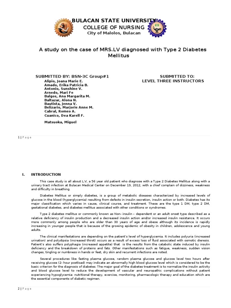 FINAL CASE STUDY of Diabetes Mellitus | PDF | Diabetes | Hypoglycemia