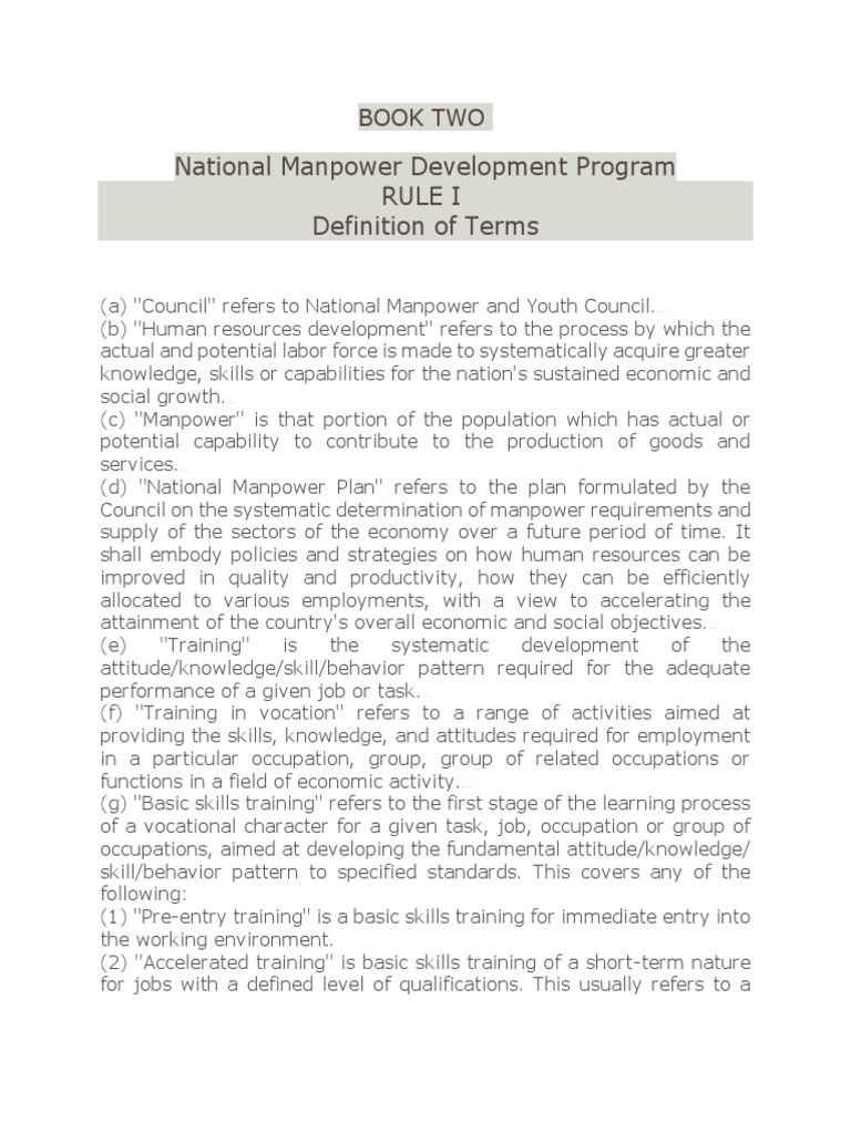 Book II - National Manpower Development Program | PDF | Apprenticeship ...