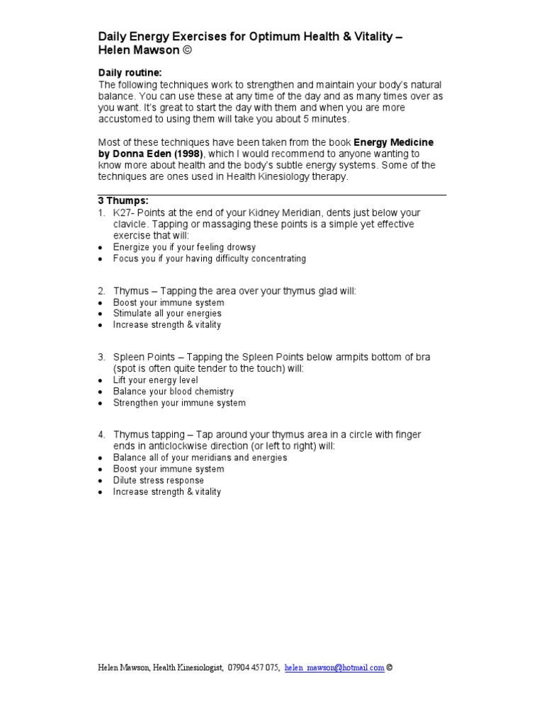 Daily Energy Exercises For Optimum Health & Vitality | PDF | Physical ...