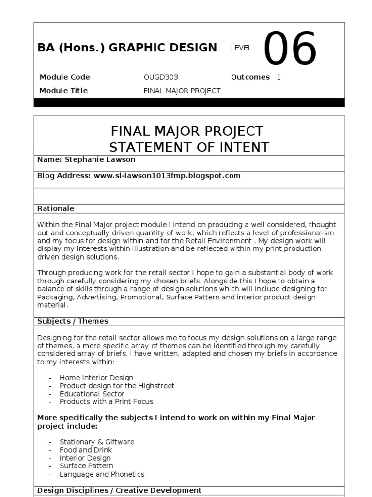 OUGD303 Statement of Intent | PDF | Design | Retail