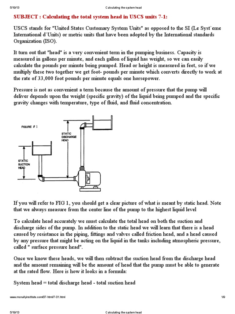 Calculating The System Head PDF | PDF | Pressure | Pump