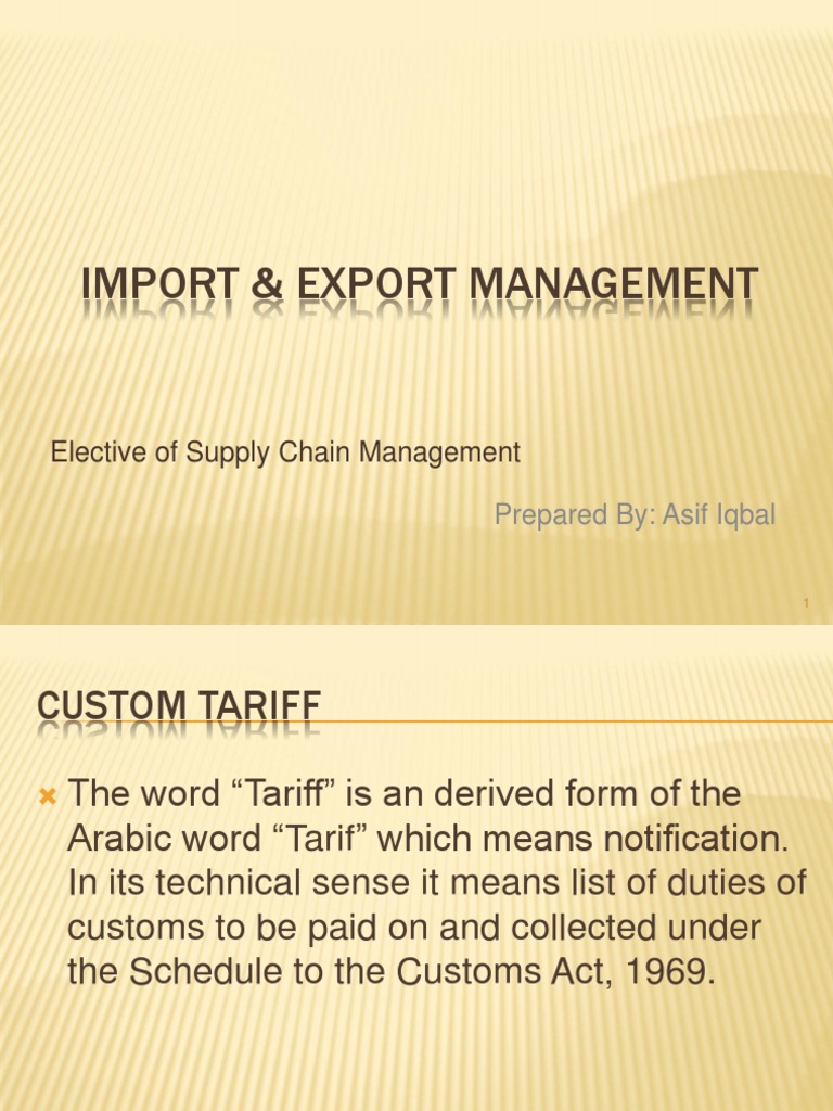 Import & Export Management | PDF | Tariff | Excise