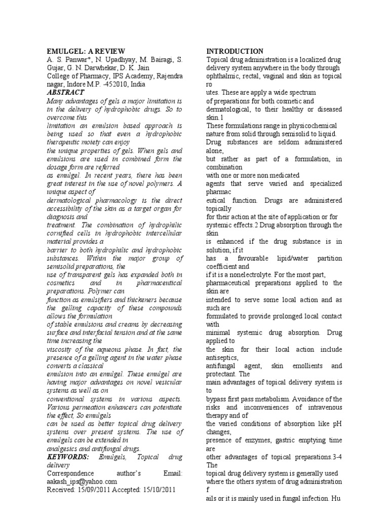 Journal Emulgel 2 | PDF | Topical Medication | Emulsion