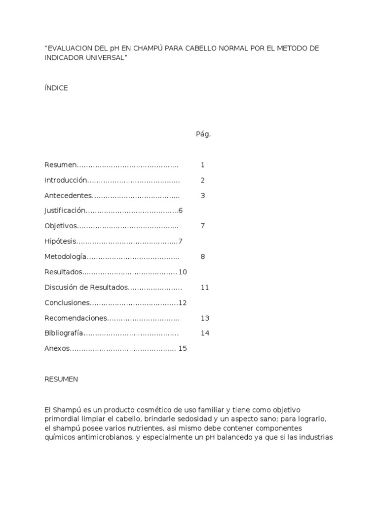 PH en Champul Metodo de Indicador Universal | PDF | Salud y bienestar ...