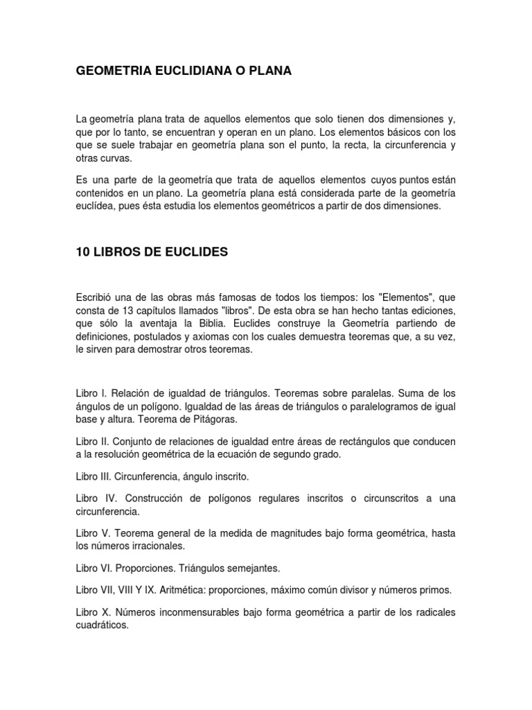Geometria Euclidiana O Plana Pdf Geometría Euclidiana Geometría