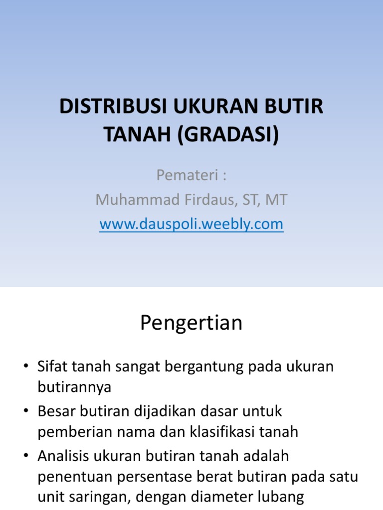 Distribusi Ukuran Butir Tanah (Gradasi) | PDF